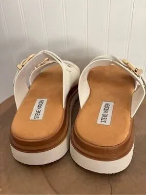 Steve Madden | Shoes | Steve Madden White Doublebuckle Platform Sandals ...